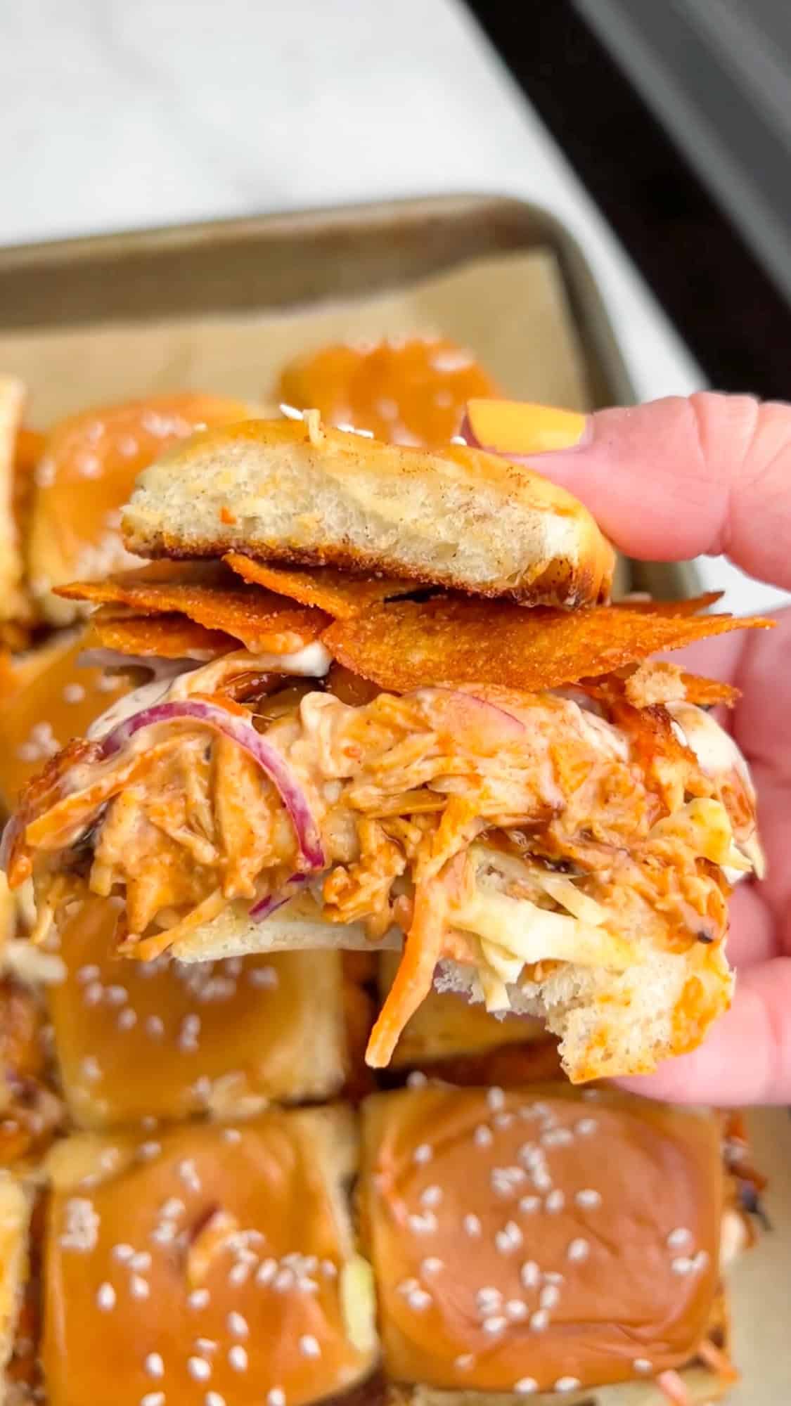 Crunchy BBQ Chicken Sliders - Bad Batch Baking