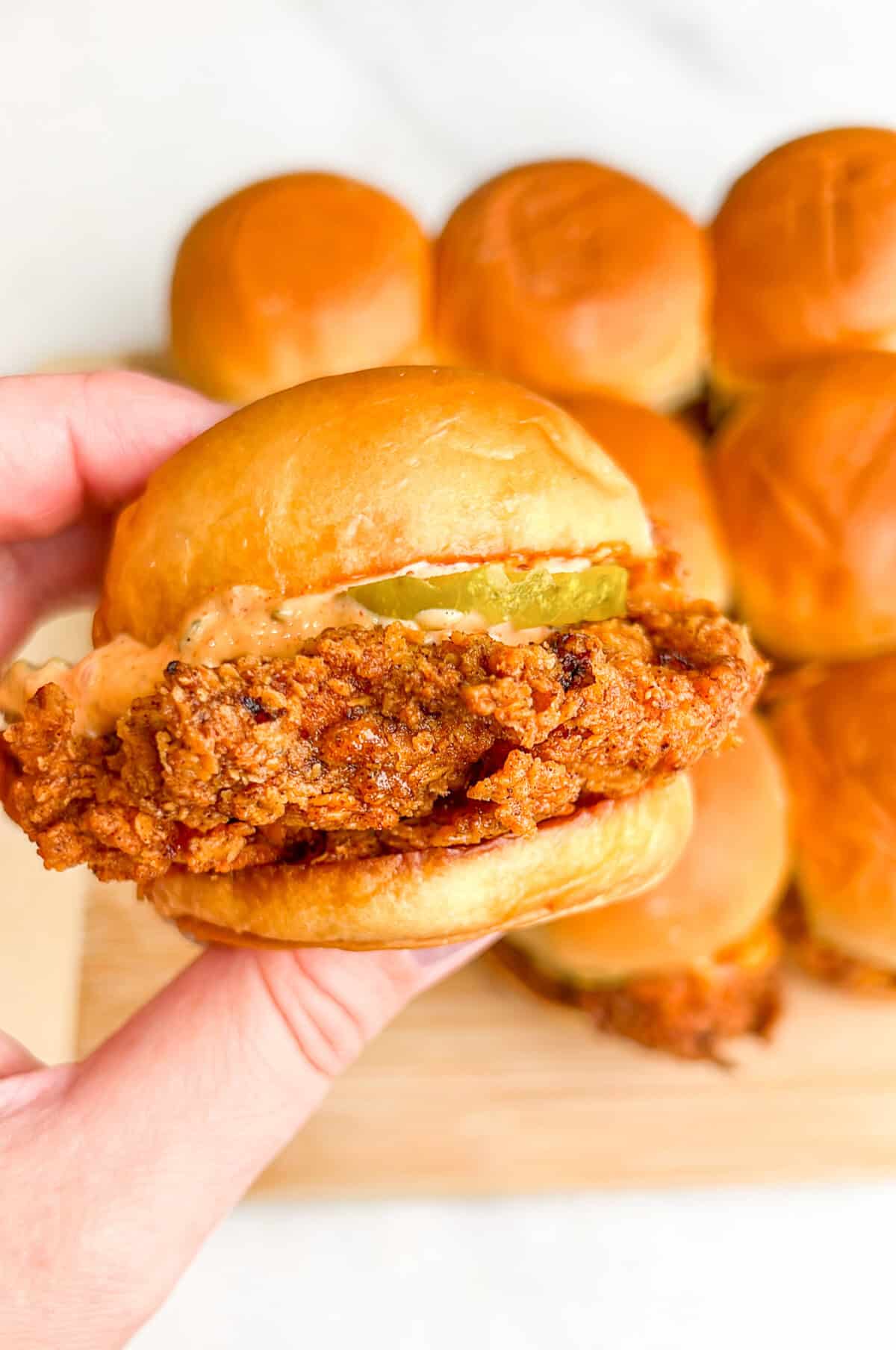 Popeye's Spicy Chicken Sliders Sandwich - Bad Batch Baking