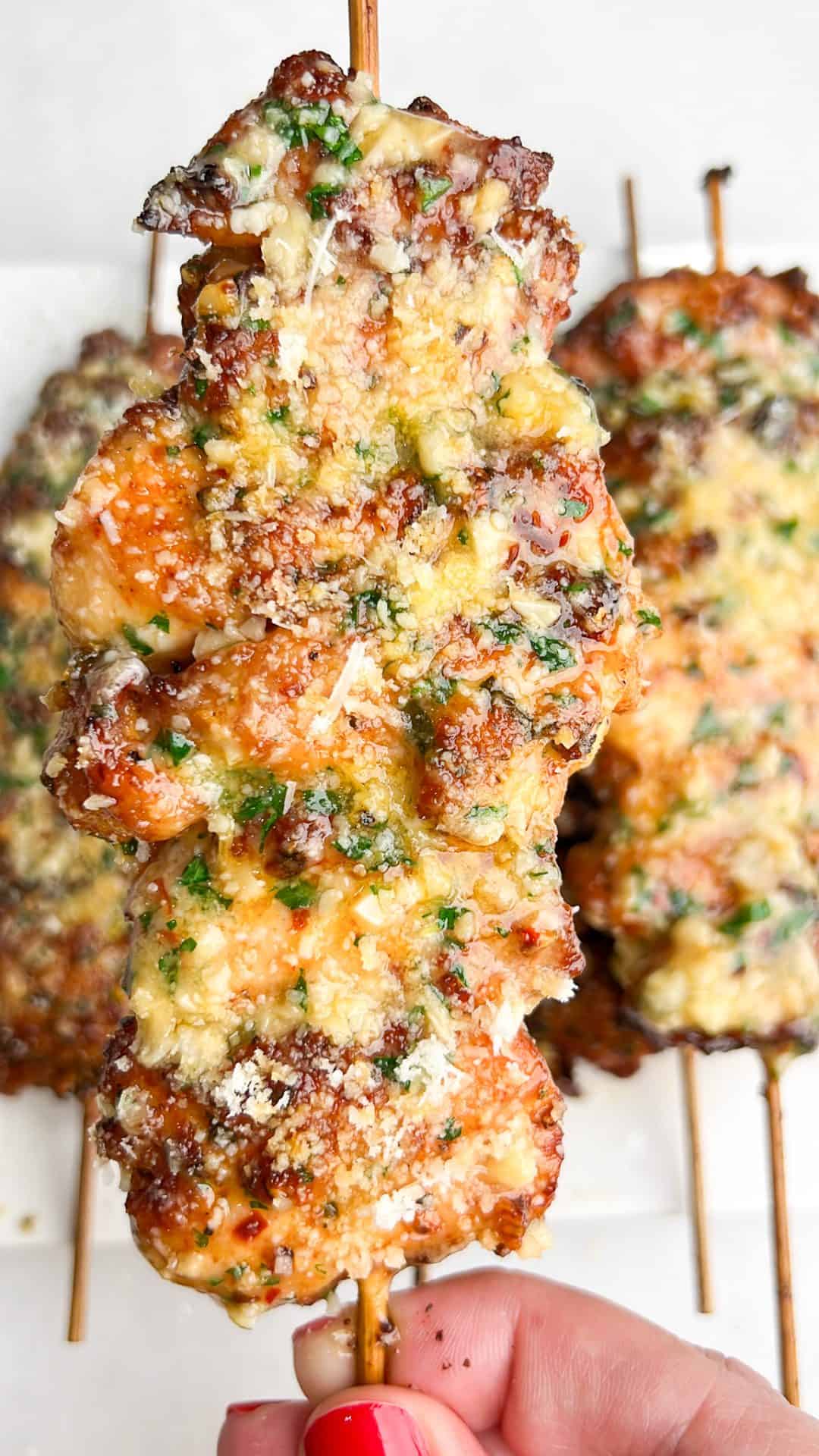 Garlic Parmesan Chicken Skewers - Bad Batch Baking