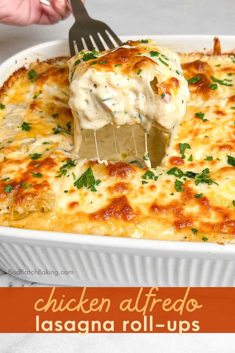 Blackened Chicken Alfredo Lasagna Roll Ups - Bad Batch Baking