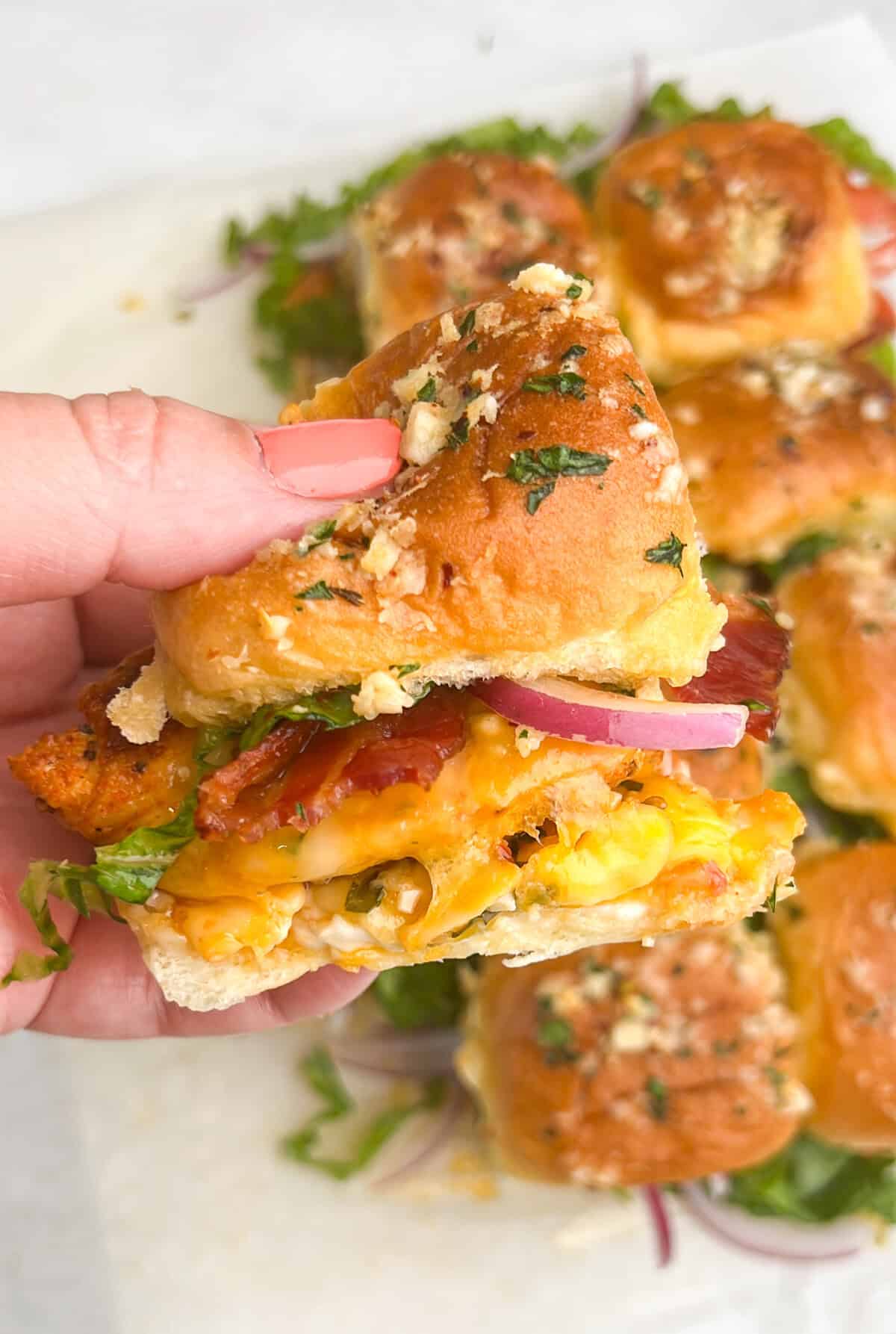 Garlic Parmesan Chicken Sliders on Hawaiian Rolls - Bad Batch Baking