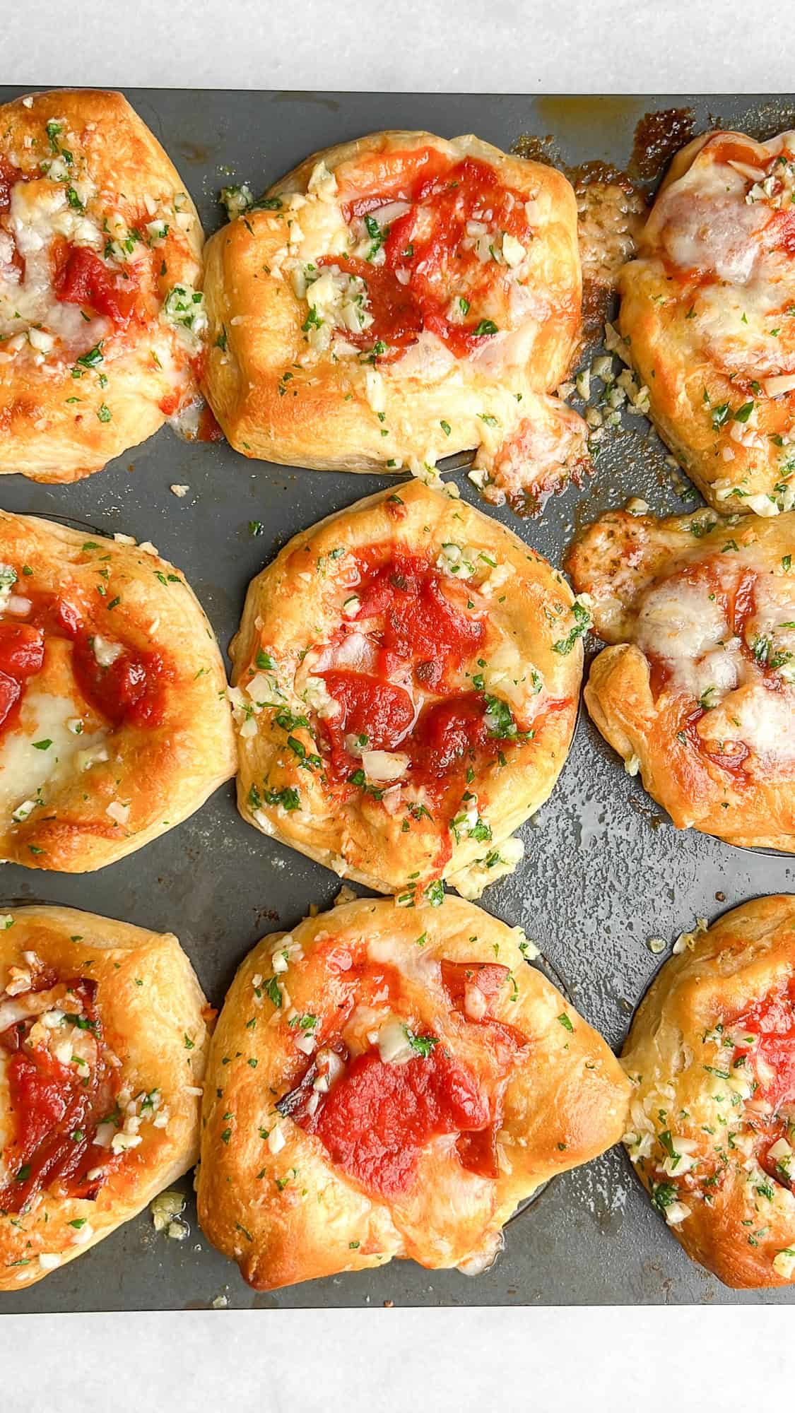 Garlic Parmesan Mini Deep Dish Pizzas - Bad Batch Baking - Restaurant ...