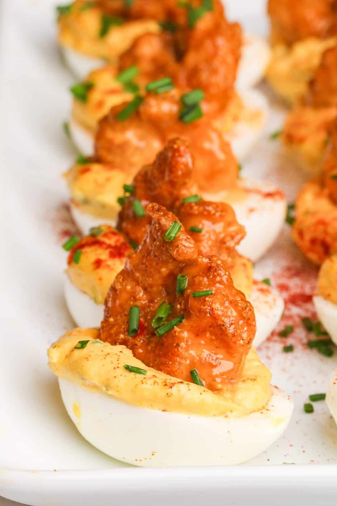 Cajun Firecracker Shrimp Deviled Eggs - Bad Batch Baking