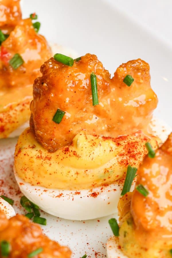 Cajun Firecracker Shrimp Deviled Eggs - Bad Batch Baking
