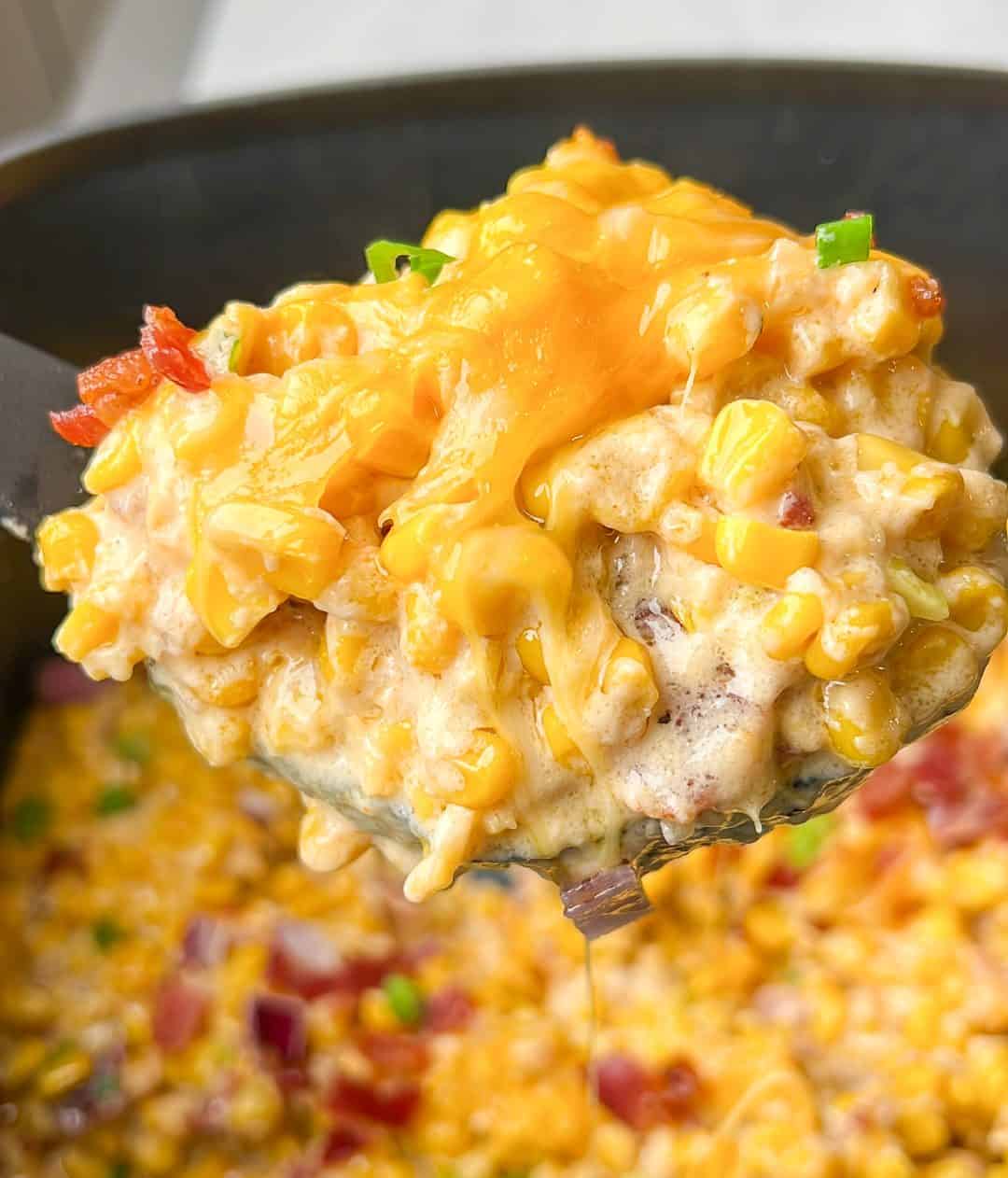 Cheesy Loaded Slow Cooker Creamed Corn - Bad Batch Baking