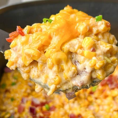Cheesy Loaded Slow Cooker Creamed Corn - Bad Batch Baking