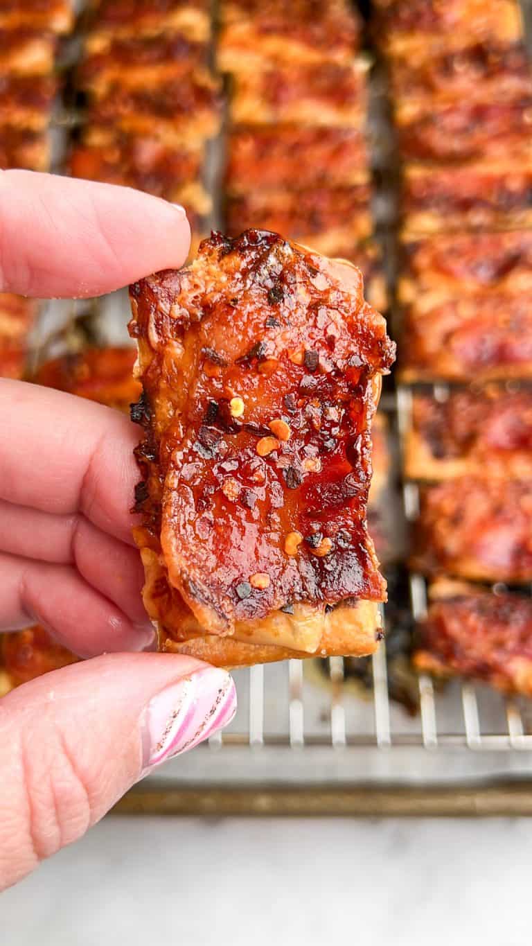 Parmesan Candied Bacon Crackers - Bad Batch Baking