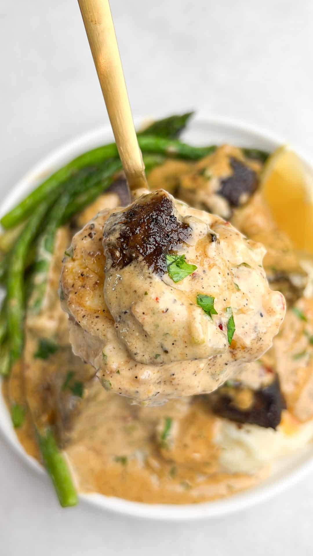 Garlic Butter Steak Bites with Parmesan Cream Sauce - Bad Batch Baking