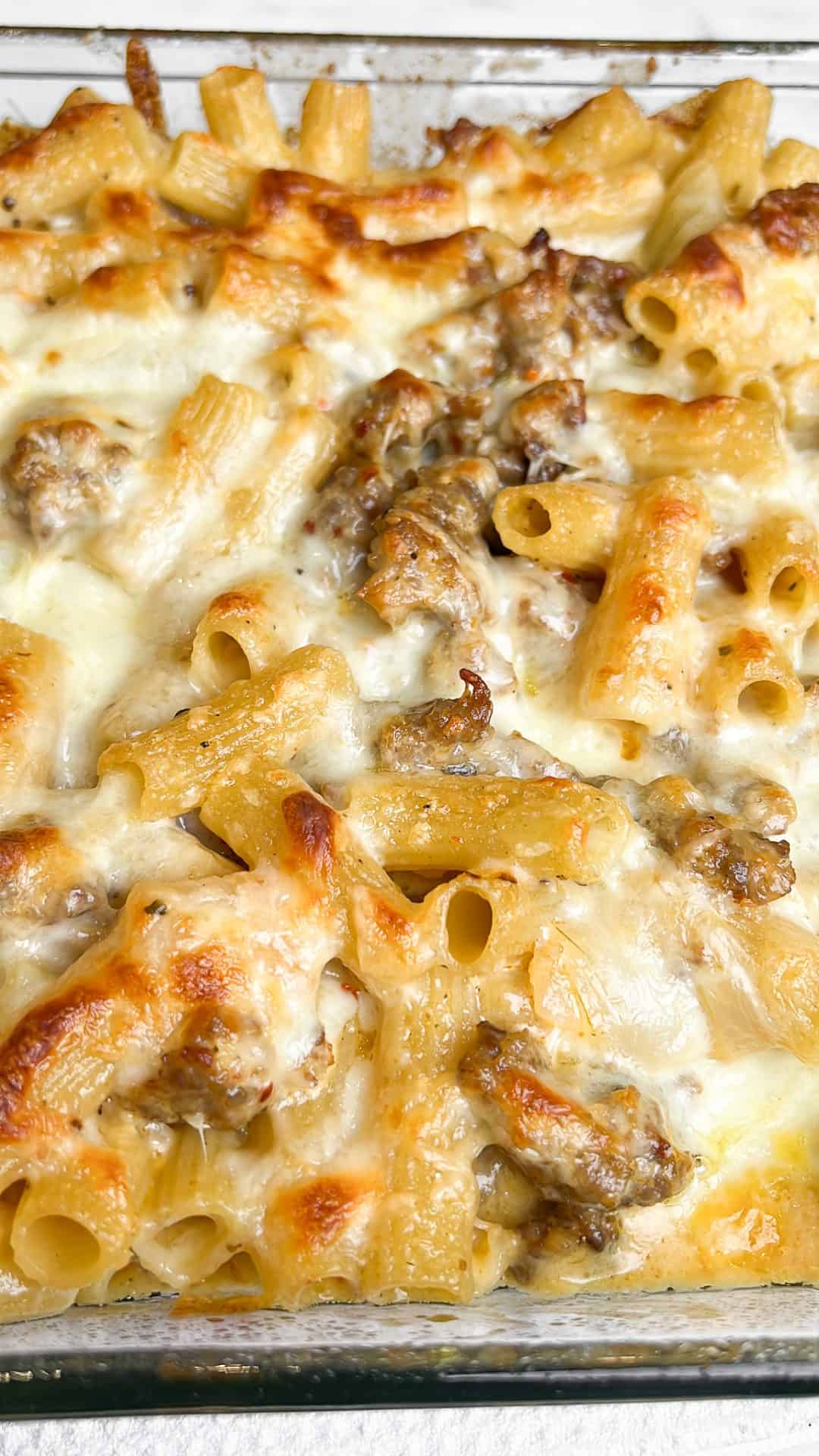 Creamy Sausage Alfredo Bake - Bad Batch Baking