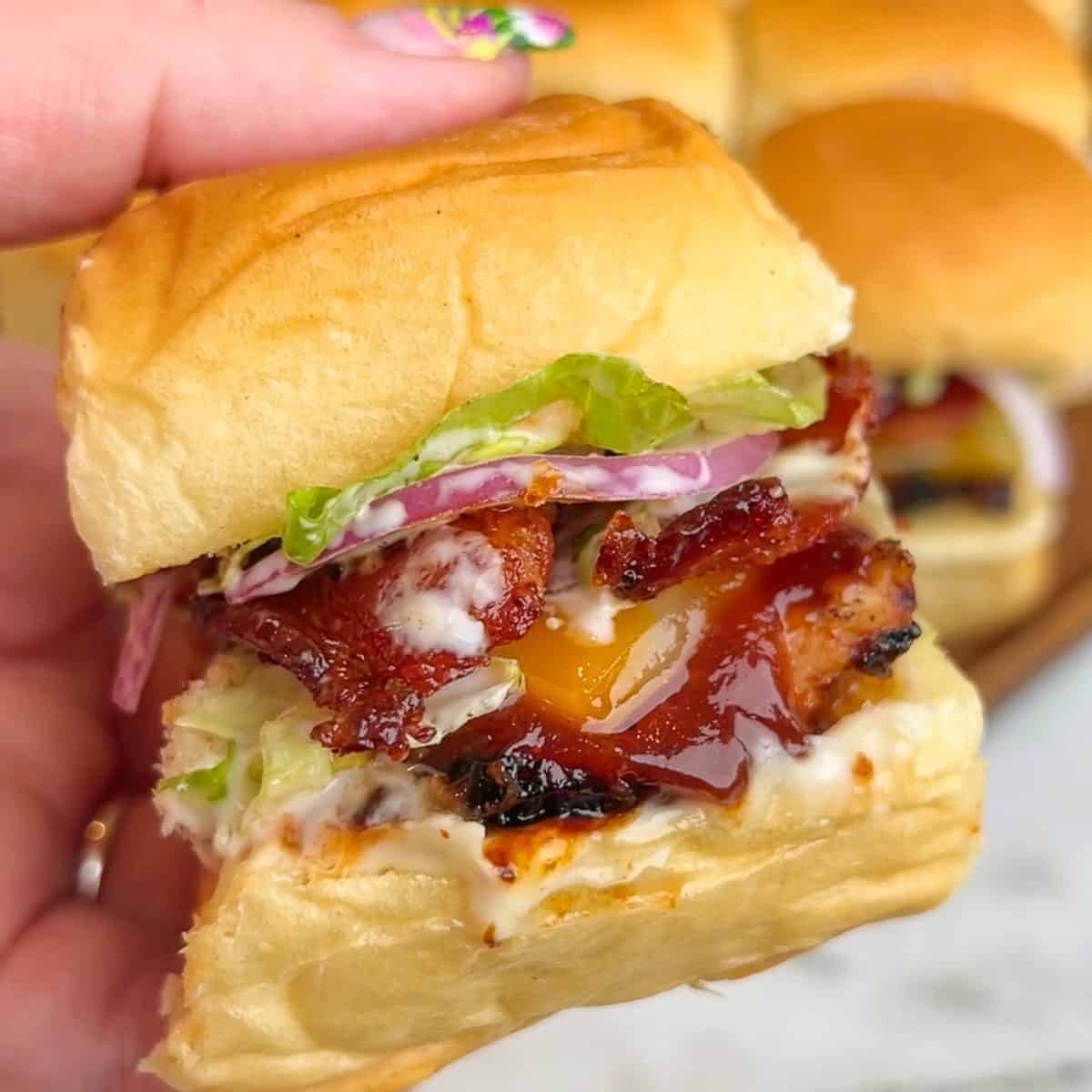 Bacon Ranch BBQ Chicken Sliders - Bad Batch Baking