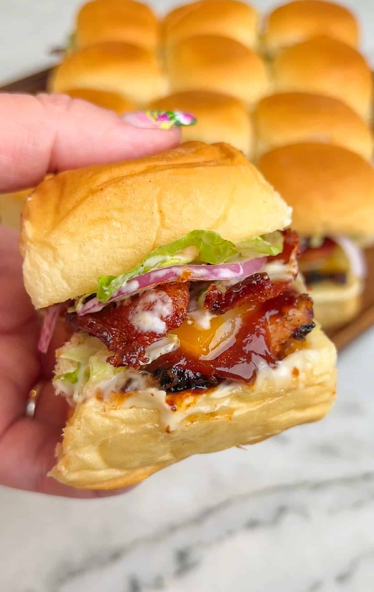 Bacon Ranch BBQ Chicken Sliders - Bad Batch Baking