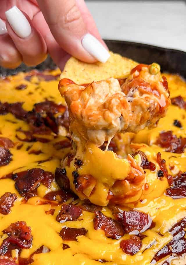 Cheesy Barbecue Chicken Dip - Bad Batch Baking