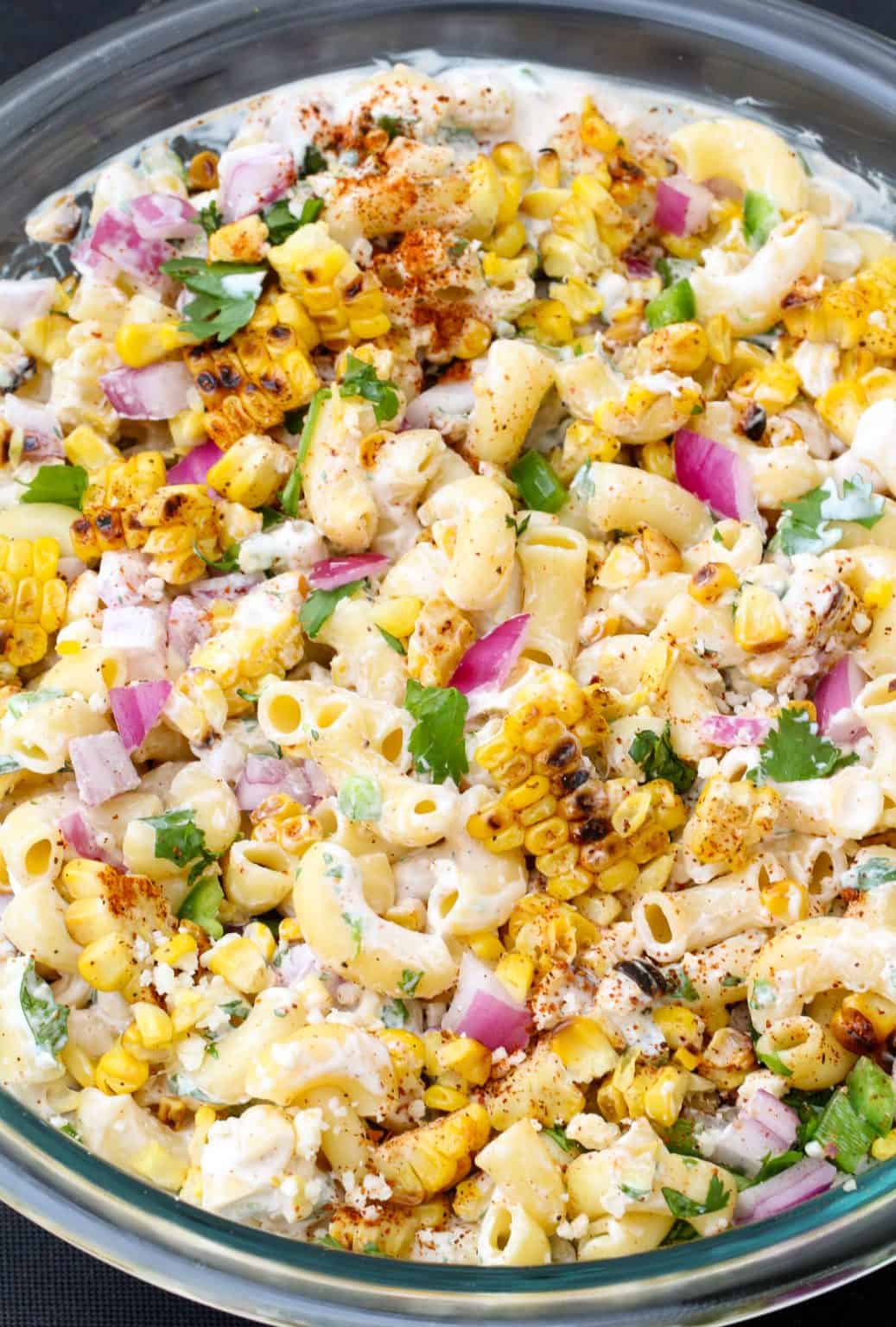 Street Corn Elote Pasta Salad - Bad Batch Baking