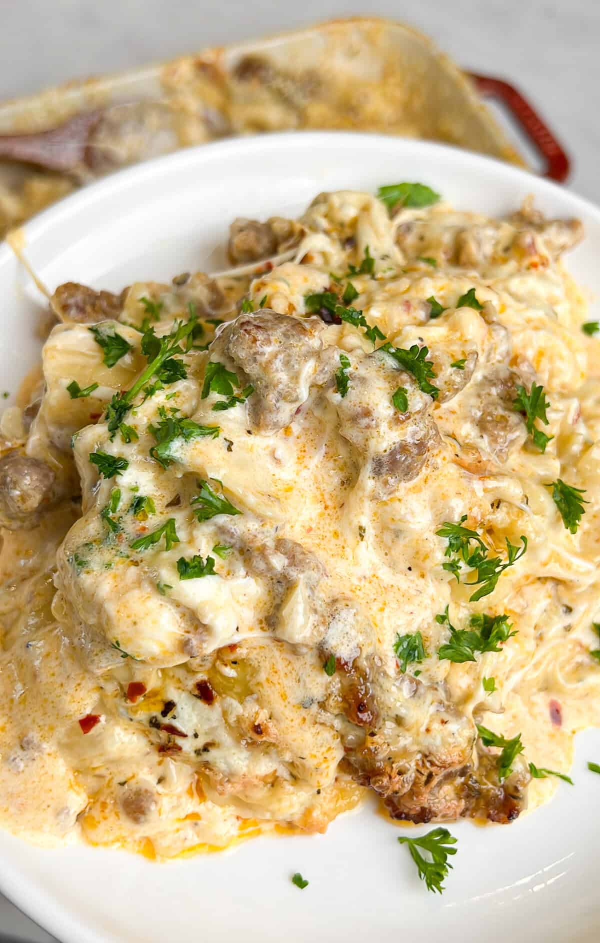 Sausage Alfredo Ravioli Lasagna - Bad Batch Baking - Restaurant Copycat ...