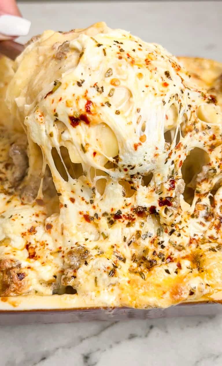 Sausage Alfredo Ravioli Lasagna - Bad Batch Baking
