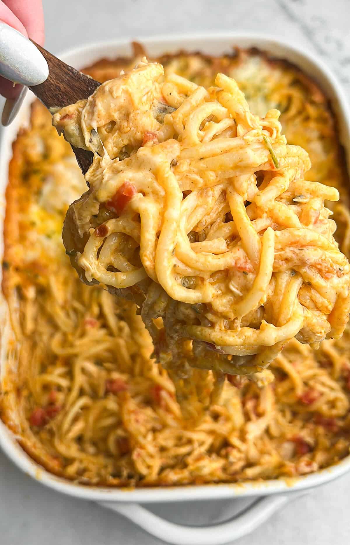 Chicken Spaghetti with Rotel - Bad Batch Baking