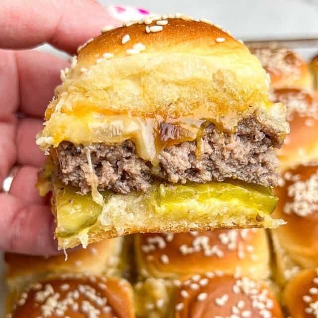 Hawaiian Roll Cheeseburger Sliders - Bad Batch Baking