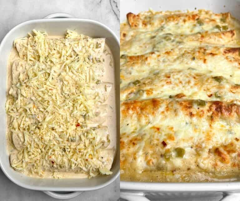 Green Chile Chicken Enchiladas - Bad Batch Baking
